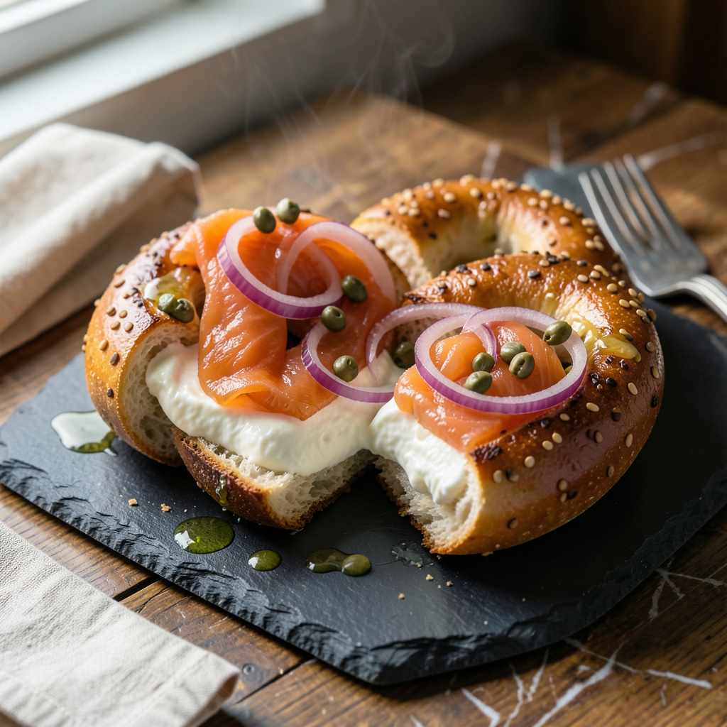 Bagel With Cream Cheese Recipe: Classic NYC-Style Breakfast - Recipe ...
